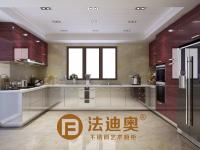 China U-Shaped Stainless Steel Kitchen Cabinet with Crystal Wood Grain for sale