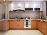 China U-Shape Wood Grain Stainless Steel Kitchen Cabinets for sale