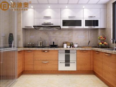 China U-Shape Wood Grain Stainless Steel Kitchen Cabinets for sale