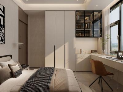 China Stainless Steel Bedroom Wardrobe Cabinet  With Built-In Desk Extension for sale