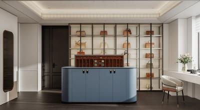 China White Glass Walk-In Closet with Intelligent Island for sale