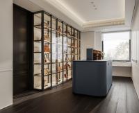 China White Glass Walk-In Closet with Intelligent Island for sale