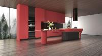 China Modern Rouge Red Stainless Steel Kitchen Cabinet With Solid SS Countertop for sale