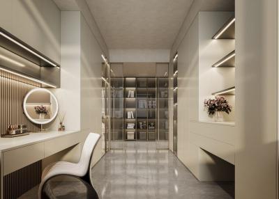 China White Apricot Finish Stainless Steel Walk-In Closet With Dual-Line Design for sale