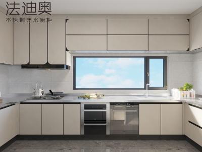 China U-Shaped Stainless Steel Kitchen Cabinets with Arc Doors for sale