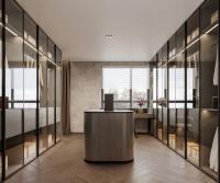 China Electric Lift Stainless Steel Walk-In Closet with Dark Wood Grain for sale