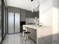 China Brown Color Stainless Steel L-Shaped Kitchen Cabinets With Full-Height Design for sale