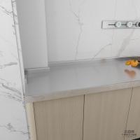 China Light Wood Grain Double Linear Stainless Steel Kitchen Cabinets for sale