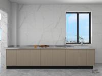 China Light Wood Grain Double Linear Stainless Steel Kitchen Cabinets for sale