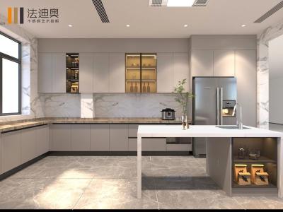 China U-Shaped Stainless Steel Kitchen Cabinet with Wine Display for sale