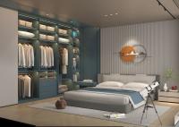 China Blue Grey Stainless Steel Wardrobe New Chinese Style Sliding Door for sale