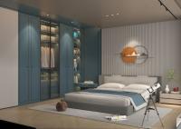 China Blue Grey Stainless Steel Wardrobe New Chinese Style Sliding Door for sale