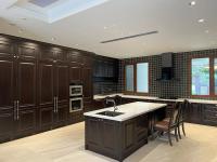 China European U-Shaped Stainless Steel Kitchen with Island & Golden Hardware for sale