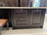 China European U-Shaped Stainless Steel Kitchen with Island & Golden Hardware for sale