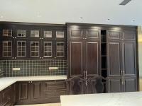 China European U-Shaped Stainless Steel Kitchen with Island & Golden Hardware for sale