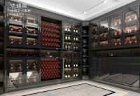 China Stainless Steel Wine Cabinet With Black Glass Doors And Corner Storage for sale
