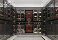 China Stainless Steel Wine Cabinet With Black Glass Doors And Corner Storage for sale