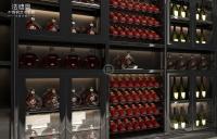 China Stainless Steel Wine Cabinet With Black Glass Doors And Corner Storage for sale