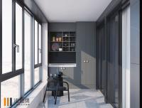 China Dark Grey Stainless Steel Balcony Cabinet with Open Shelving and Quartz Top for sale