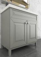 China Grey Stainless Steel Bathroom Vanity With Elegant Mirror Cabinet And Shaped Door for sale