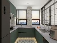 China U-Shaped Stainless Steel Kitchen Cabinet With Elegant Green Finish for sale
