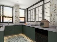 China U-Shaped Stainless Steel Kitchen Cabinet With Elegant Green Finish for sale