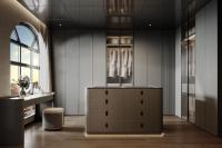 China Blue Grey Stainless Steel Walk-In Closet with Glass Island for sale