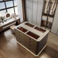 China Blue Grey Stainless Steel Walk-In Closet with Glass Island for sale
