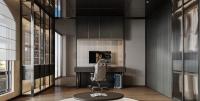 China Deep Gray Stainless Steel Wardrobe with Wave Panel & Fluted Glass for sale