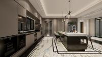 China Fadior U-Shaped Luxury Stainless Steel Kitchen With Striking Island for sale