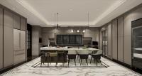 China Fadior U-Shaped Luxury Stainless Steel Kitchen With Striking Island for sale