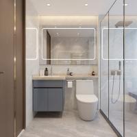 China Blue-Gray Stainless Steel Bathroom Vanity with Quartz Shelf for sale