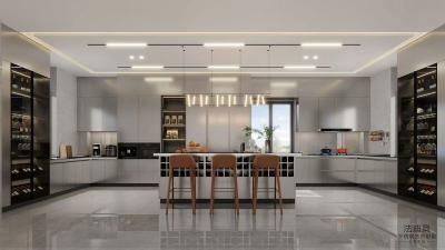 China U-Shaped Original Stainless Steel Kitchen Cabinet With Wine Storage Island for sale