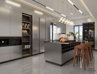 China U-Shaped Original Stainless Steel Kitchen Cabinet With Wine Storage Island for sale