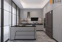 China Muted Gray Stainless Steel Kitchen Cabinet With Galaxy Island for sale
