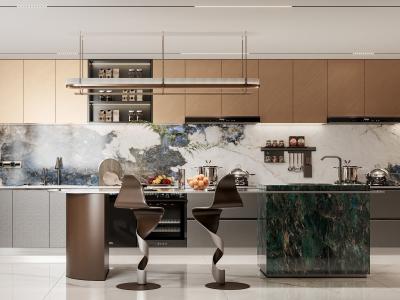 China Dark Gray Stainless Steel Kitchen Cabinets with Island Layout for sale