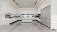 China Beige Stainless Steel Kitchen Cabinets with Glass Display Doors for sale