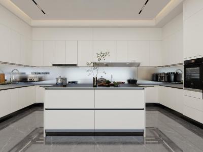 China Beige Stainless Steel Kitchen Cabinets with Glass Display Doors for sale
