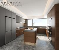 China Urban Wood Grain Walnut Series Fadior Stainless Steel Custom Kitchen for sale