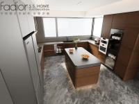 China Urban Wood Grain Walnut Series Fadior Stainless Steel Custom Kitchen for sale