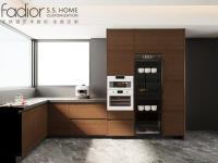 China Urban Wood Grain Walnut Series Fadior Stainless Steel Custom Kitchen for sale