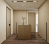 China Light Wood Grain Walk-in Closet with Functional Island L-Shape for sale