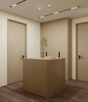 China Light Wood Grain Walk-in Closet with Functional Island L-Shape for sale
