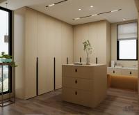 China Light Wood Grain Walk-in Closet with Functional Island L-Shape for sale