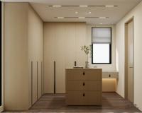 China Light Wood Grain Walk-in Closet with Functional Island L-Shape for sale