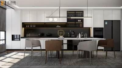 China Matte Black Stainless Steel Kitchen Cabinet with Integrated Island for sale