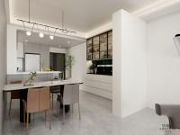 China Matte White Stainless Steel Kitchen Cabinets with Island Counter for sale