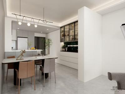 China Matte White Stainless Steel Kitchen Cabinets with Island Counter for sale