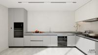 China Matte Silver L-Shaped Stainless Steel Kitchen Cabinets for sale