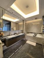 China Stainless Steel Bathroom Vanity with Woodgrain Doors & Quartz Top for sale